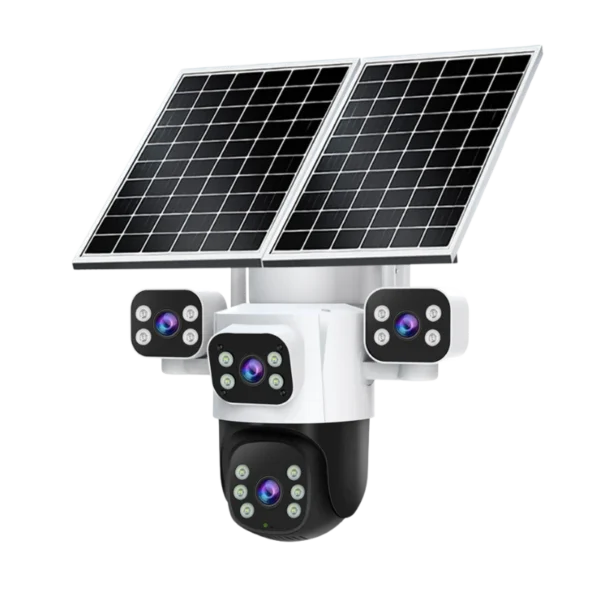 HiEasy 4G Solar Security Camera with Continuous Recording | 4×2MP Lens ...